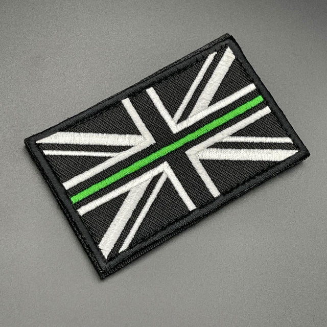 Thin Green Line Union Jack Patch Black, Hook & Loop, 8cm – Task Outdoor